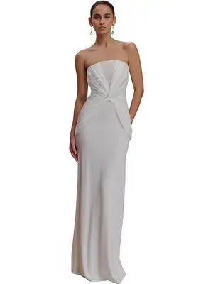 Meshki Mirren Strapless Slinky Maxi Dress White
