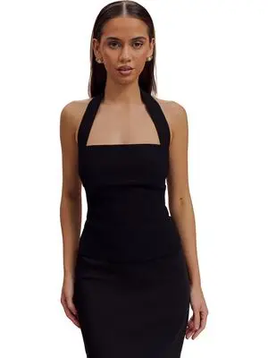 Meshki Amelita Suiting Halter Top - Black