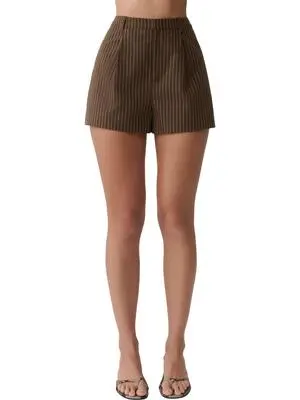 Meshki Alina Pintuck Cotton Shorts - Brown