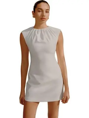 Meshki Ariana Pleated Neck Mini Dress - Ivory