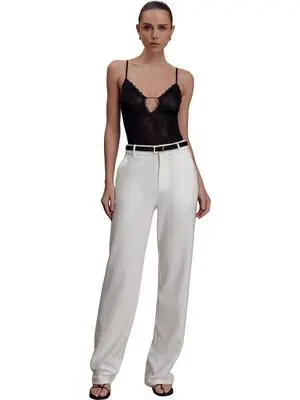Meshki Maude Crepe Straight Leg Pants Ivory