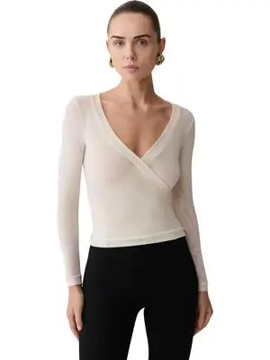 Meshki Lumi Long Sleeve Mesh Top - Bone