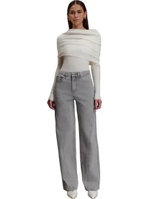 Meshki Georgette Mid Rise Paneled Denim Jeans - Grey