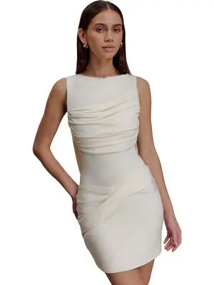 Meshki Henley Slinky Drape Mini Dress - Ivory