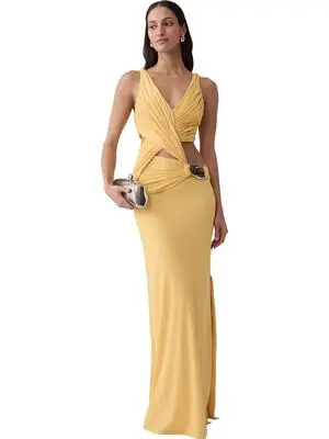 Meshki Klein Draped Jersey Gown With Hardware - Mango