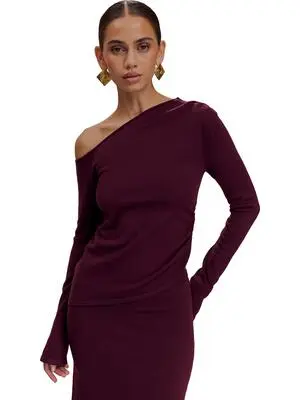 Meshki Miles Off Shoulder Knit Top - Plum