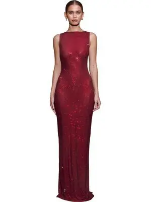 Meshki Magnolia Sleeveless Diamante Maxi Dress - Wine