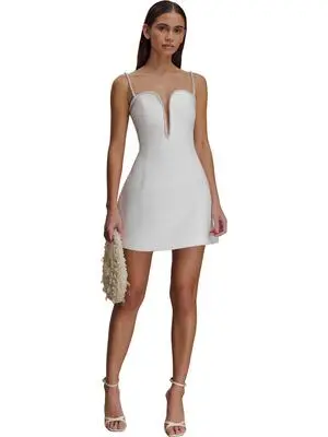 Meshki Kingsley Beaded Neckline Mini Dress - Ivory