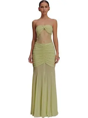 Meshki Khadijah Lace And Mesh Maxi Dress Sage