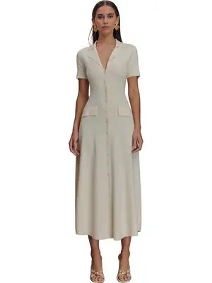 Meshki Pearson Short Sleeve Knit Midi Dress - Ivory