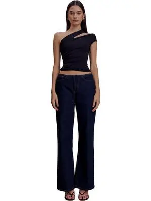 Meshki Anna One Shoulder Modal Top Black