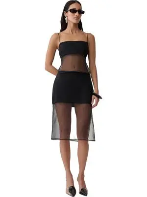 Meshki Claudia Sheer Midi Skirt Black