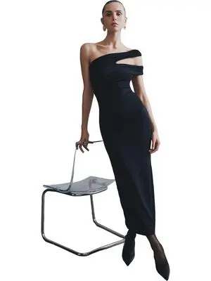 Meshki Anastasia One Shoulder Modal Midi Dress - Black