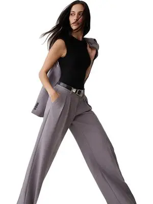 Meshki Phoebe Straight Leg Suiting Pants - Grey
