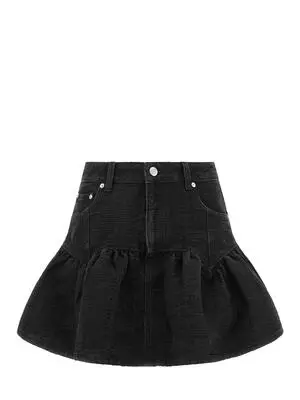 GANNI Lurex Denim Skirt - Black
