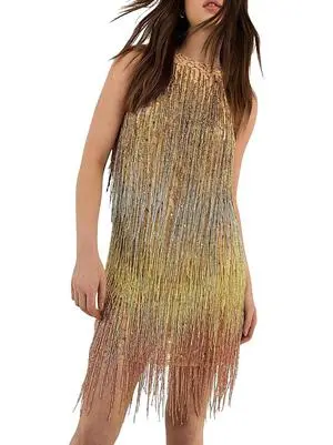 Nasty Gal Ombre Beaded Tassel Mini Dress - Multi