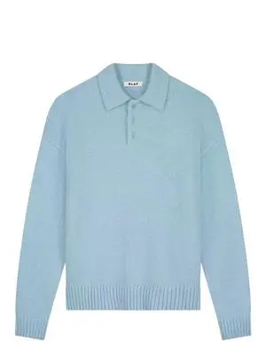 OLAF Button-collar Sweater - Blue
