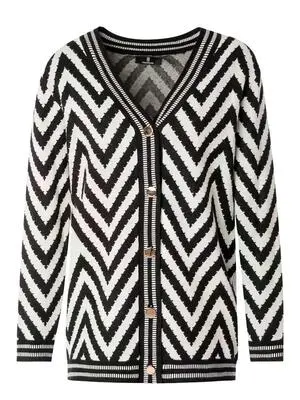 FRACOMINA Chevron-pattern Button-up Cardigan - Black