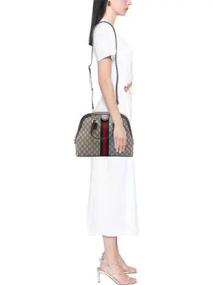 Gucci 2016-2026 Medium Gg Supreme Ophidia Web Satchel - Neutrals