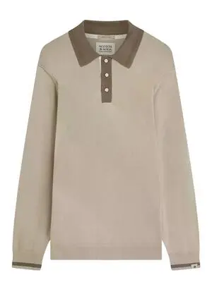 Scotch & Soda Long-sleeve Polo Shirt - Neutrals