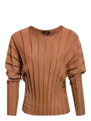 FRACOMINA Ribbed-knit Metallic-thread Sweater - Brown