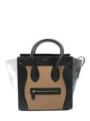 Celine 2012-2026 Mini Tricolor Calfskin Luggage Tote Bag - Brown