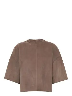 Max Mara Suede Crop-sleeve T-shirt - Brown