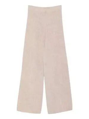 D.exterior Ribbed-knit Wide-leg Trousers - Neutrals