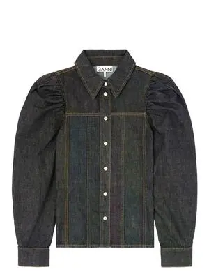 GANNI Shirt In Textured Slub Denim
