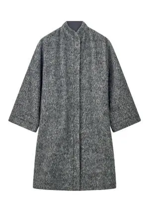 Emporio Armani Melange Concealed-fastening Coat - Grey