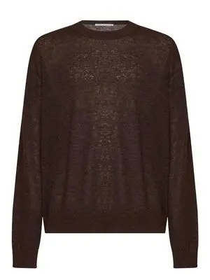 Studio Nicholson Studio Nicholson Ribbed Crewneck Knitted Sweater Chestnut