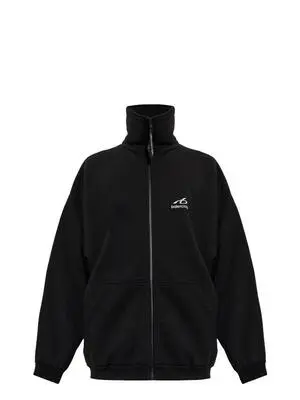 Balenciaga Logo-print Zip-up Sweater - Black