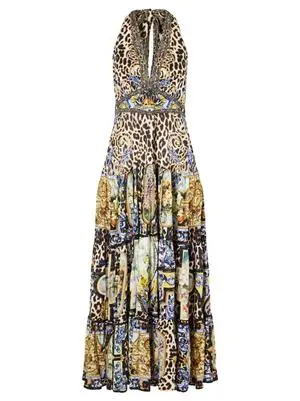 Camilla Tiered Crystal-embellished Printed Jersey Maxi Dress - No