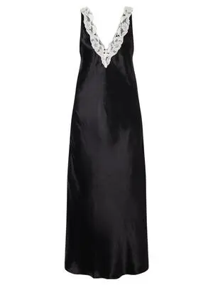 Maria Mcmanus Lace-trimmed Satin Maxi Dress - No