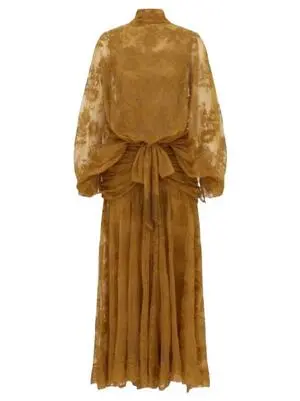 Zimmermann Ascent Batwing Lace Gown - Chartreuse