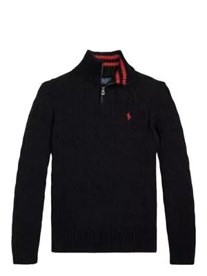 Polo Ralph Lauren Cable Knit Quarter-zip Jumper - Black
