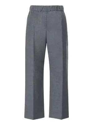 Max Mara Elasticated-waistband Tailored Trousers - Medium Gray