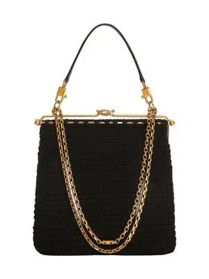 Dolce & Gabbana Dina Shoulder And Crossbody Bag In Crochet Cotton - Black