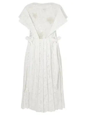 Simone Rocha Embellished Pleated Lace Midi Dress - No