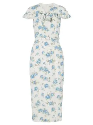 Alessandra Rich Silk-crepe Midi Dress - Blue