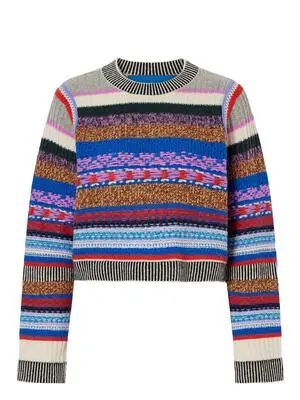 MOTHER Crop Striped Alpaca And Wool-blend Sweater
