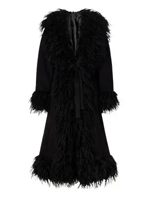 Anna Sui Belted Plush-trimmed Woven Coat - No