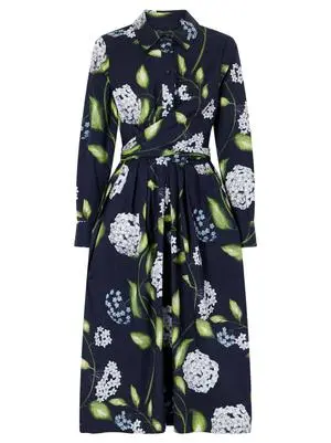 Oscar De La Renta Wrap-effect Floral-print Cotton-blend Poplin Shirt Dress - No