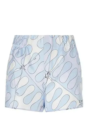 Emilio Pucci Printed Silk-twill Shorts Blue