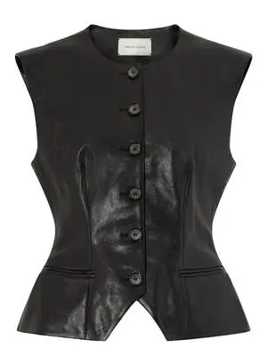 MAGDA BUTRYM Cropped Full-grain Leather Vest