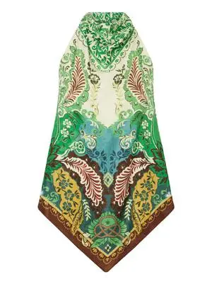 ALEMAIS Floral-jacquard Satin Top - No