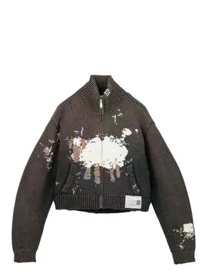 Mihara Yasuhiro Distressed Cable-knit Cardigan - Grey