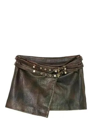 Cynthia Rowley Winona Leather Wrap Skirt - Brown