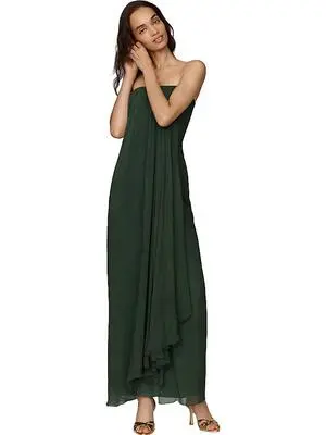 GEISHA DESIGNS Strapless Chiffon Maxi Dress Olive