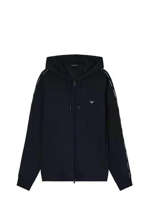 Emporio Armani Logo-embroidered Zip-up Hoodie - Blue